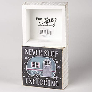 Primitives by Kathy 35293 Chalk Art Box Sign, 4" x 4", Never Stop Exploring