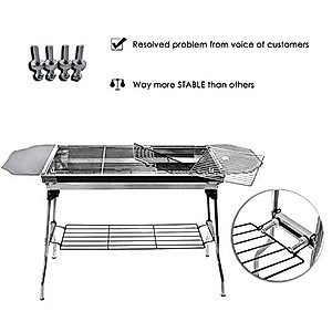 HTTMT- Refined Stable Version-2.0 Iron Portable Folding Barbecue Charcoal Grill Stove Shish Kebab Stainless Steel BBQ Patio Camping Fold Large [P/N: ET-COOK003]