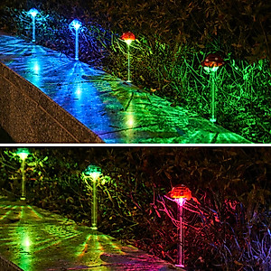 QEEPGG Solar Mushroom Lights Outdoor Pathway 6pcs, Multi-Color Changing Durable Plastic Cute LED Light, Solar Landscape Lights Waterproof for Lawn, Patio, Yard, Walkway, Driveway and Garden