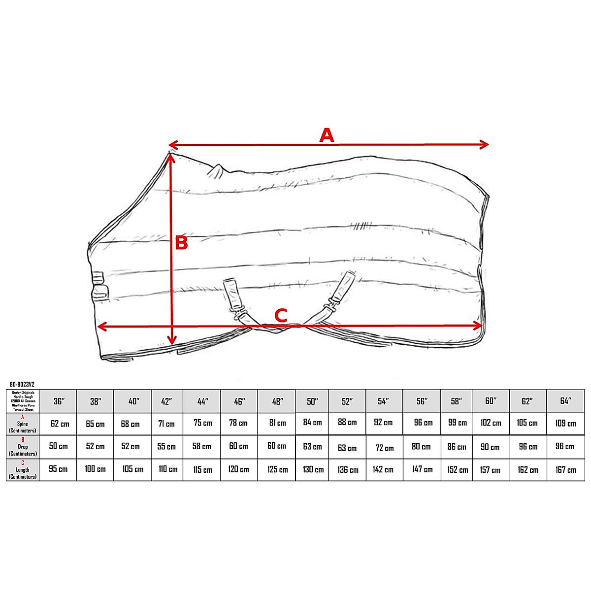Derby Originals Nordic Tough 1200D Ripstop Waterproof Reflective All Season Mini Horse Pony Turnout Rain Sheet, Electric Blue, 48"