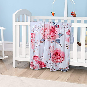 Yoofoss Baby Blanket Super Soft Minky Swaddle Cuddle Blanket with Double Layer Plush Dot Backing Printed Receiveing Blanket for Boys Girls Nursery Stroller Crib Newborn Blanket 30x40In (Pink)