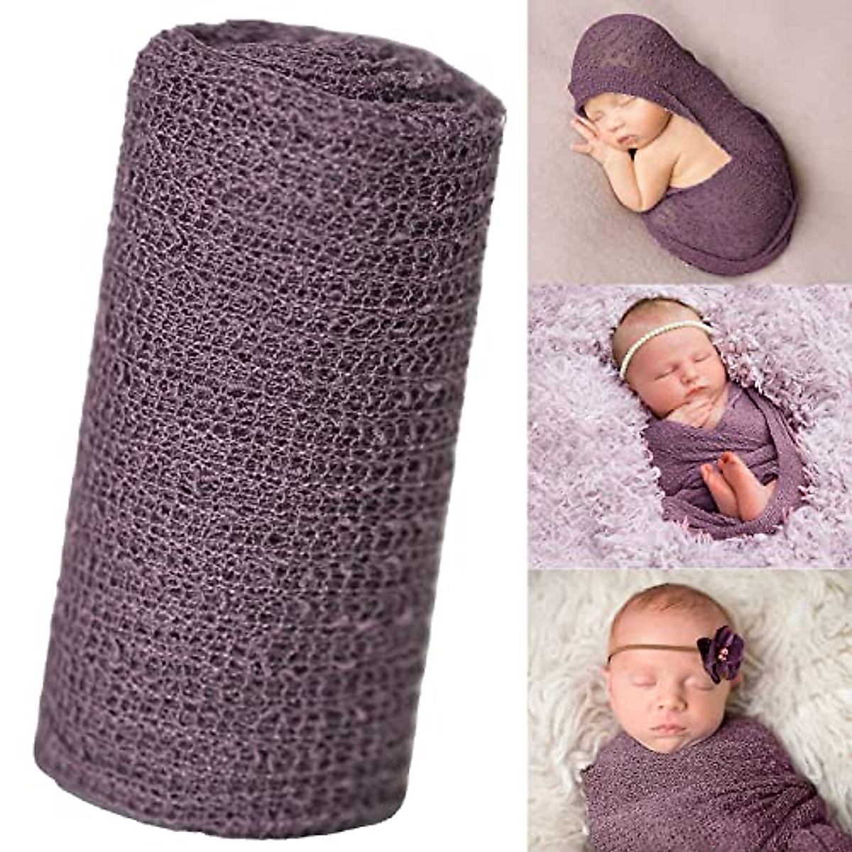 Newborn Photography Props, Baby Stretch Wraps, Professional Baby Photo Props Long Ripple Wrap, DIY Newborn Baby Photo Blanket (Lilac)