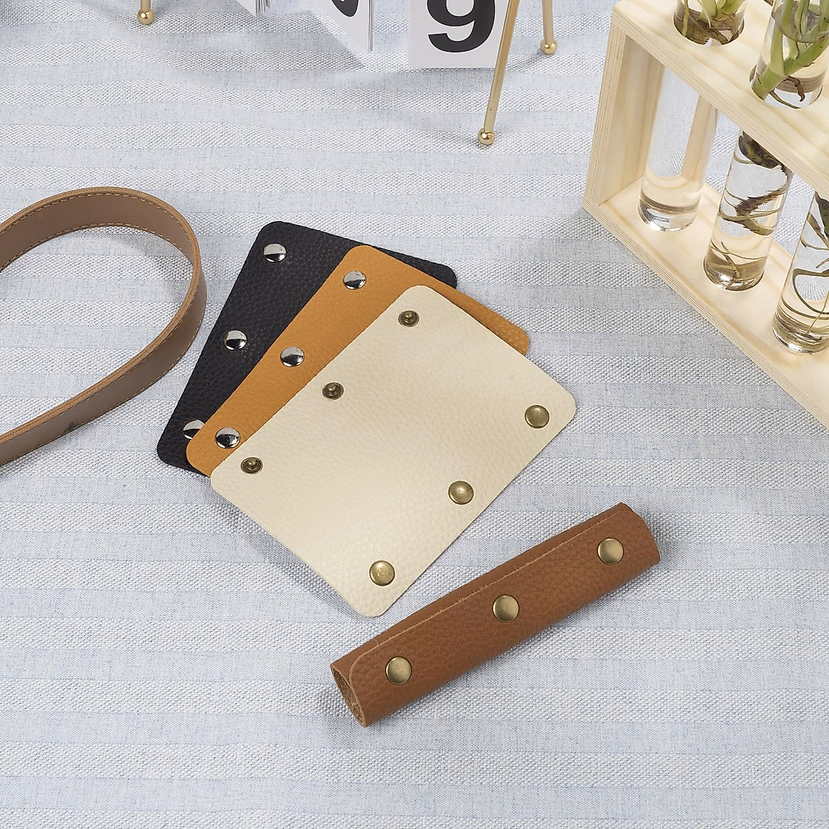 IUAQDP 2 Pieces Handbag Handle Leather Wrap Cover, Luggage Bag Grip Protector Saddle with Brass Clasp, Soft Purse Strap Pad Identifier for Shopping Bag Travel Bag Suitcase Tote Bag Wallet, Black