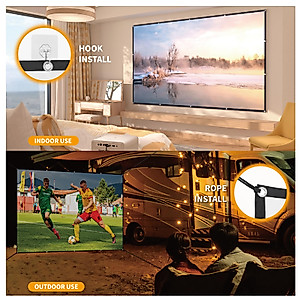 Portable Projector Screen, 120 inch, 16:9, Outdoor Projector Screen, Front and Rear Projection Screen, Foldable, Ironable and Washable, Idea for Home Cinema, Business, Backyard Party, Game.