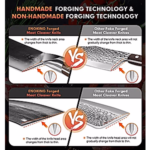 Cleaver Knife, ENOKING Meat Cleaver Hand Forged Serbian Chef Knife German High Carbon Stainless Steel Butcher Knife Vegetable Cleaver with Full Tang Handle for Home Kitchen and Restaurant, Ultra Sharp