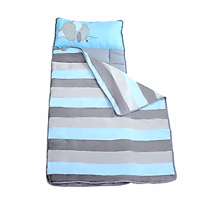 Nap Mat for Toddlers - Nap Mats for Preschool Kindergarten - Elephant Gifts for Toddlers - Portable Toddler Sleeping Bag w Pillow - Elephant Toddler Blankets for Boys - Toddler Blankets for Girls