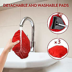 Windshield Cleaning Tool, Car Window Cleaner Windshield Cleaner with Extendable Long Handle and 3 Washable Reusable Microfiber Cloth, Mini Duster Cleaner and Brush