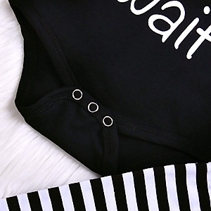 Besokuse Baby Unisex Worth the Wait Arrow Printed Romper Striped Pant Hat Outfit Clothes (Black, Newborn)