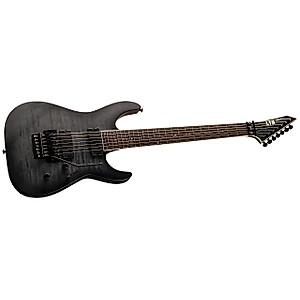 ESP 7 String LTD Deluxe M-1007 Electric Guitar, See Thru Black Sunburst Satin, Right, (LM1007QMSTBLKSBS)