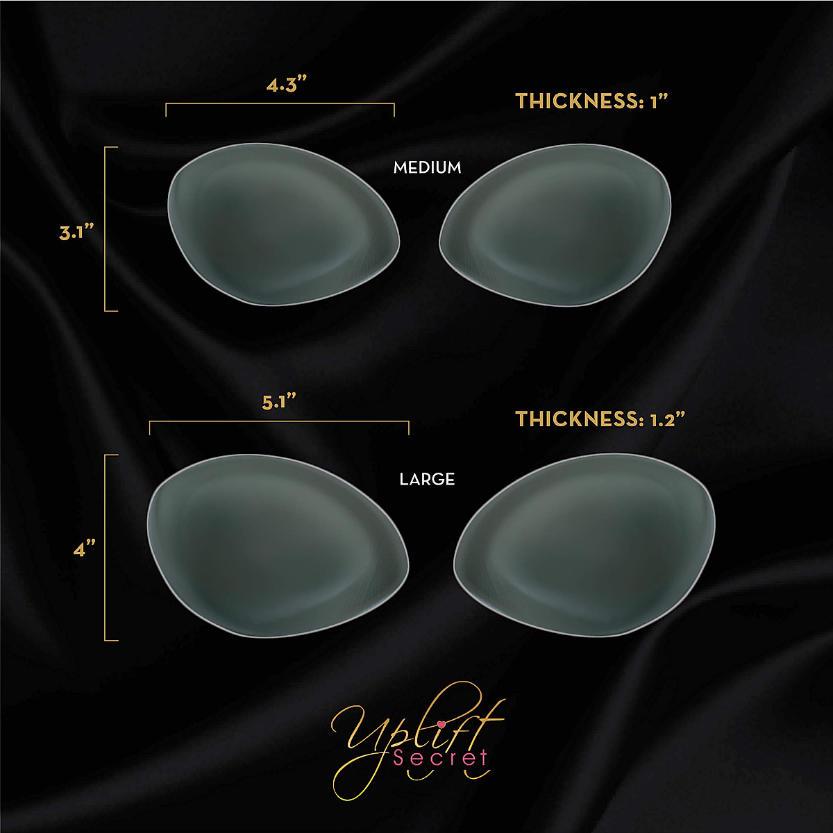 Uplift Secret Silicone Bra Inserts - Clear Gel Push Up Breast Pads - Bra Padding Bust Enhancer