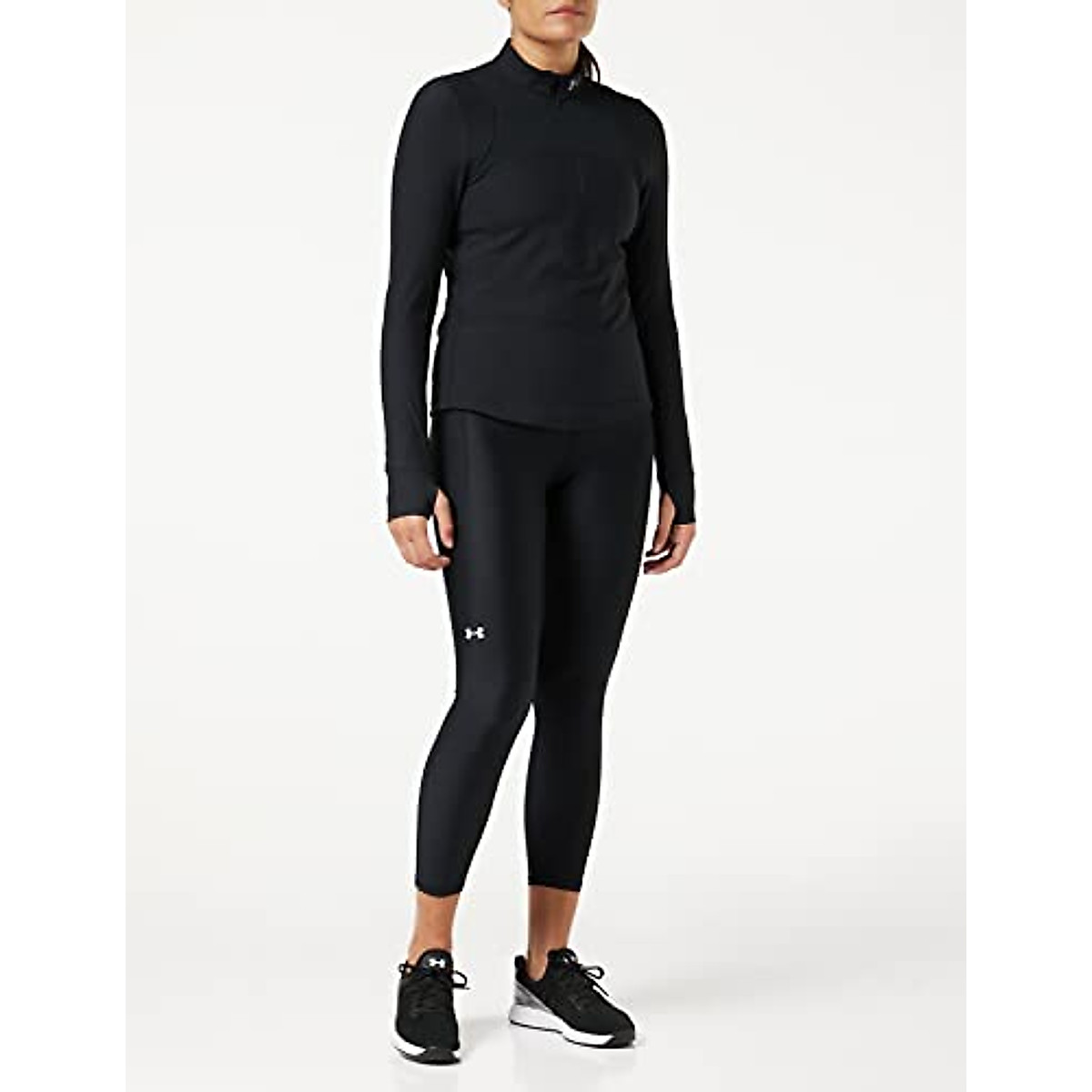 Under Armour womens Heatgear Armour High No-slip Waistband Ankle Leggings , Black (001)/White , Medium