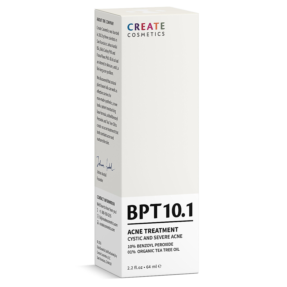 BPT10 Acne Treatment Moisturizer | 10% Benzoyl Peroxide 1% Tea Tree Oil | 55% Organic 89% Natural | Gentle Plant-based Vegan & Cruelty-free | 2.2 fl. oz