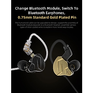 keephifi KZ ZSN Pro X Wired Ear Buds with Microphone,1BA+1DD Hybrid IEM Earphones Earbuds Punchy Bass,Comfortable Wearing, Detachable Cable for Audiophiles Musicians Singers Drummers(Gold,with Mic)
