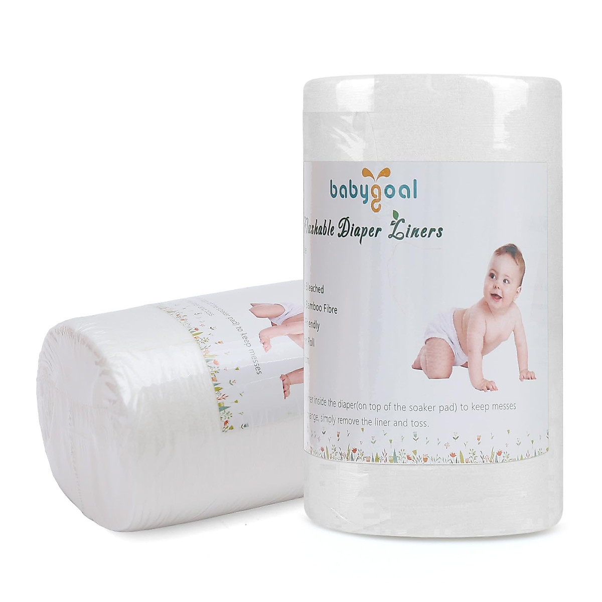 Babygoal Baby Cloth Diaper Liners 2 Pack, Rayon from Bamboo Liners for Cloth Diaper Nappy (200 Sheets) 2BBT01