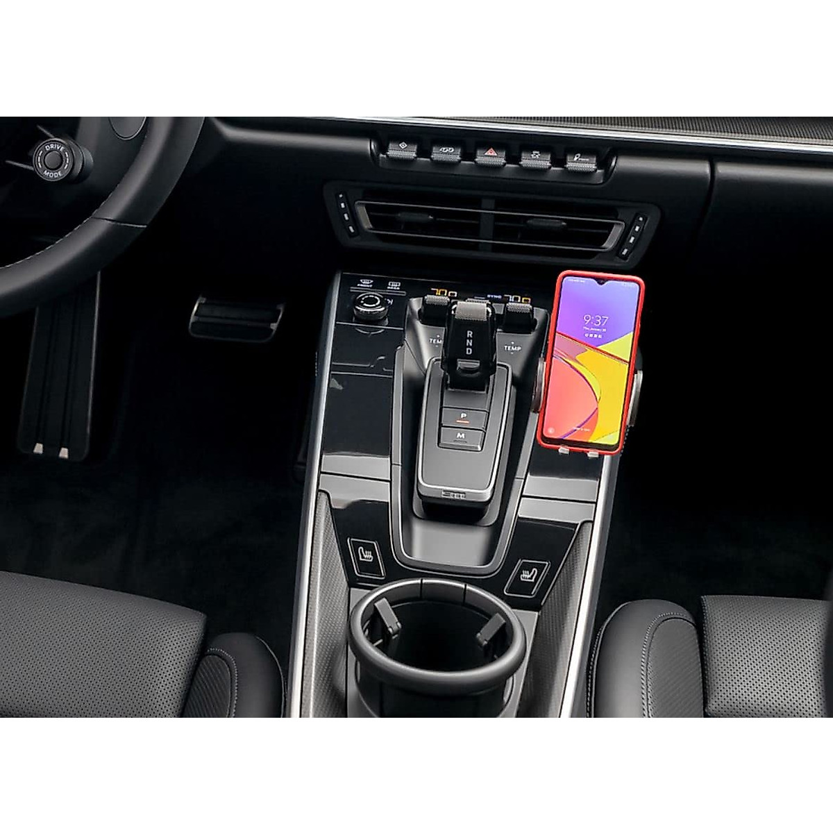 Phone holder compatible with Porsche 911 Carrera 992 Dashboard center console - Stick on with EASY release - to hold iPhone, Samsung Galaxy,