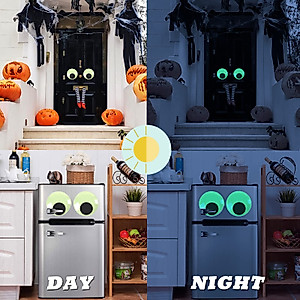 4PCS 5.9 Inches Glow in The Dark Giant Googly Wiggle Eyes Self Adhesive Large Luminous Google Eyes Big Sparkle Sticky Wiggle Eyes for DIY Crafts Sticker Decoration