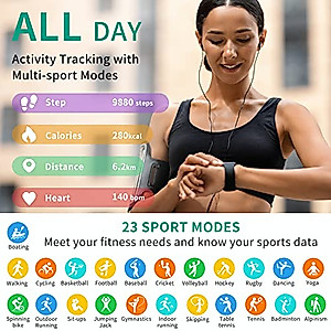 Popglory Smart Watch Call Receive/Dial, 1.85'' Smartwatch with AI Voice Control, Blood Pressure/SpO2/Heart Rate Monitor, Fitness Tracker Watch with 2 Straps for Men & Women iOS & Android Phones