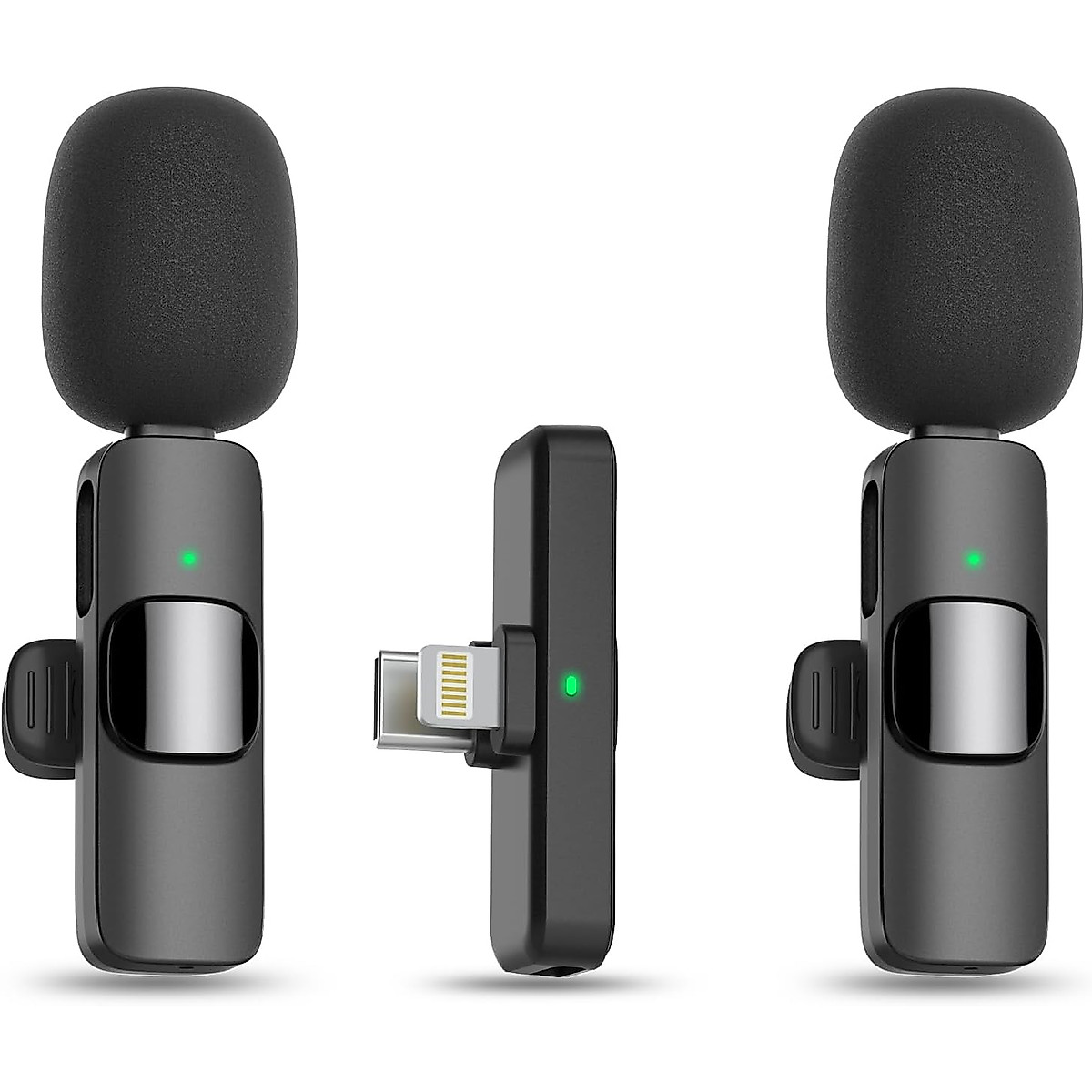 wedaniya Wireless Lavalier Lapel Microphone for iPhone iPad: 2 Clip on Microphones for Phone Video Recording, Professional Lav Mic for YouTube | Interview | Podcast | Vlog | Tiktok | Live Stream