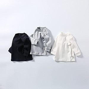 AdaliaFaye Unisex baby and Toddler Boys Girls'Cotton Long Sleeve Basic round neck solid sweatshirt Tee Shirts