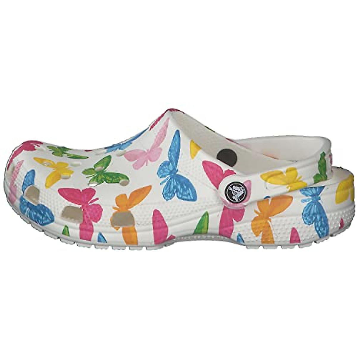 Crocs Unisex- Adult Classic Printed Floral Clogs, Butterfly/White, 7 Women/5 Men