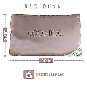 Rae Dunn Dog Bed, Memory Foam Pet Bed with Removable Cover for Small, Medium, and Large Dogs, Durable Dog Mattress, Large, Taupe