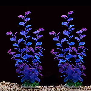 2Pcs Aquarium Decorations Artificial Plants for Fish Tank,12 inches,Safe for All Fish (AL68 Purple 2 Pcs)