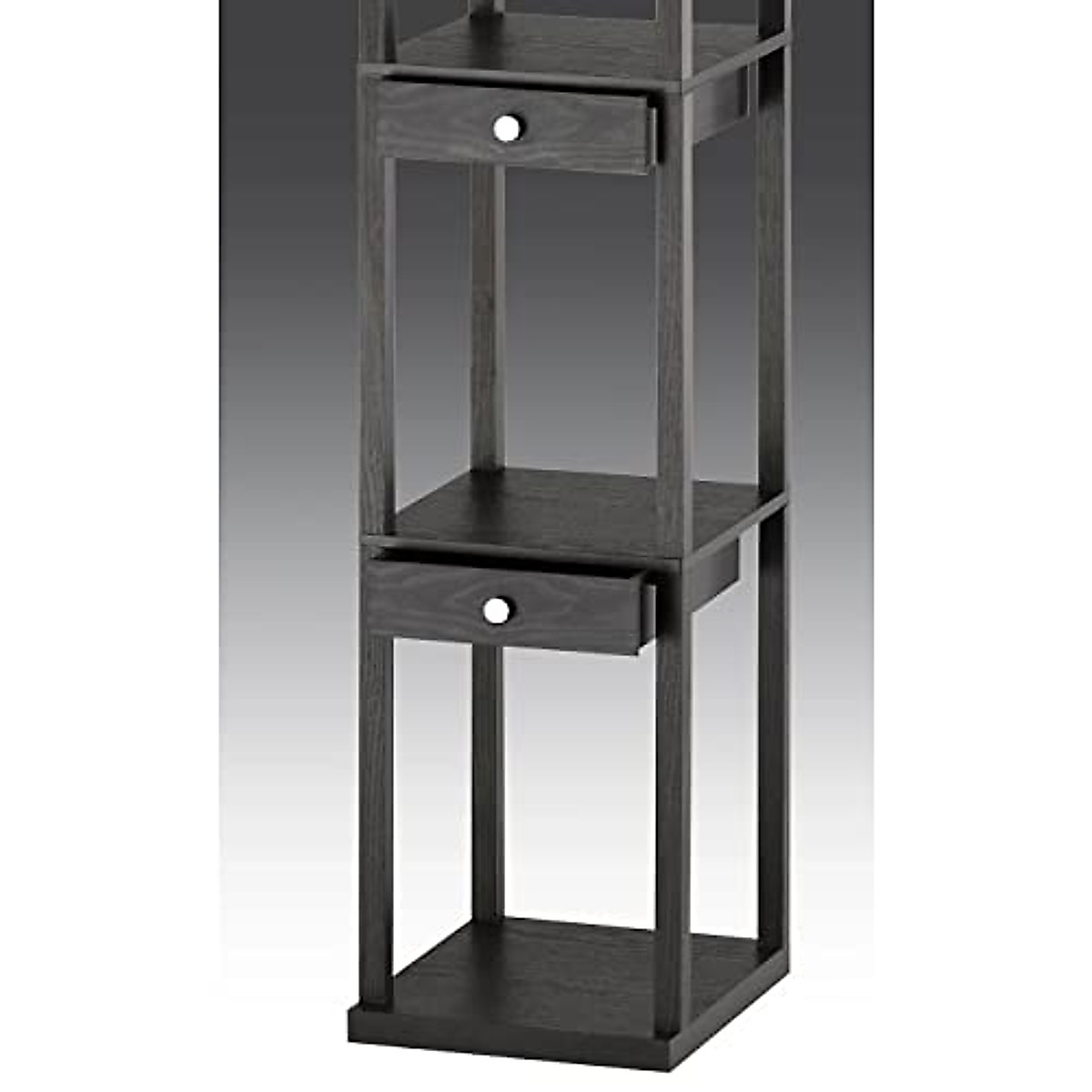 Adesso 3450-01 Murray Three Drawer Shelf Lamp, 72 in., 150W Incandescent/ 150W CFL, Black PVC Veneer on MDF, 1 Floor Lamp