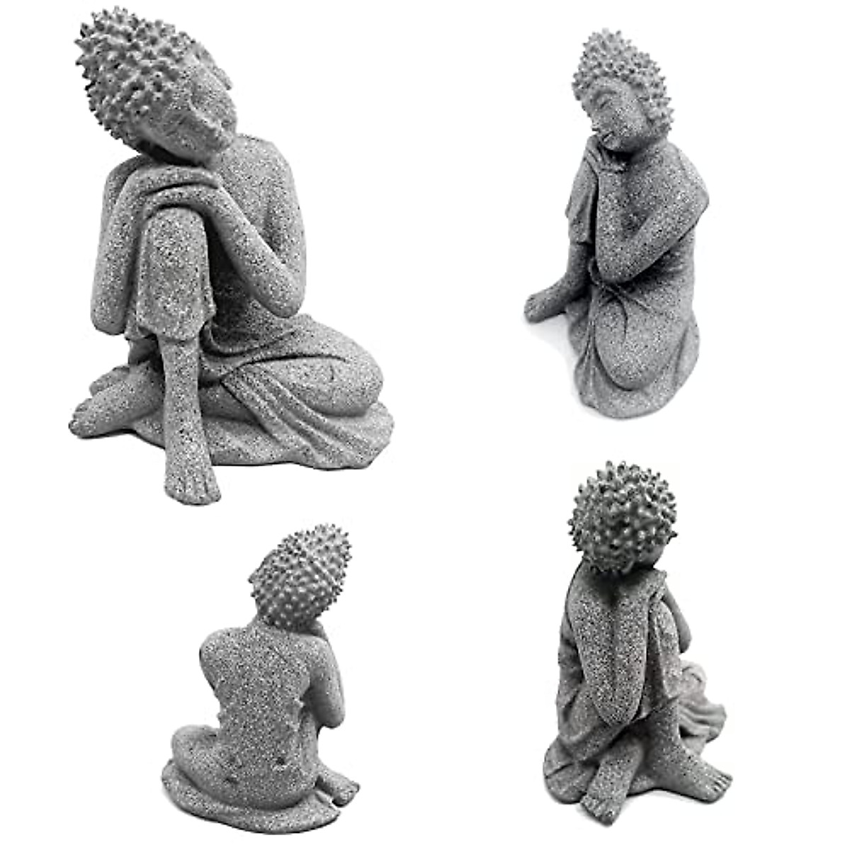 Together-life Buddha Fish Aquarium Decoration, Meditating Buddha Fish Tank Decor Sitting Sandstone Buddha Statue Buddhist Meditation Ornament Decor for Fish Tank Aquarium Home Garden Decor