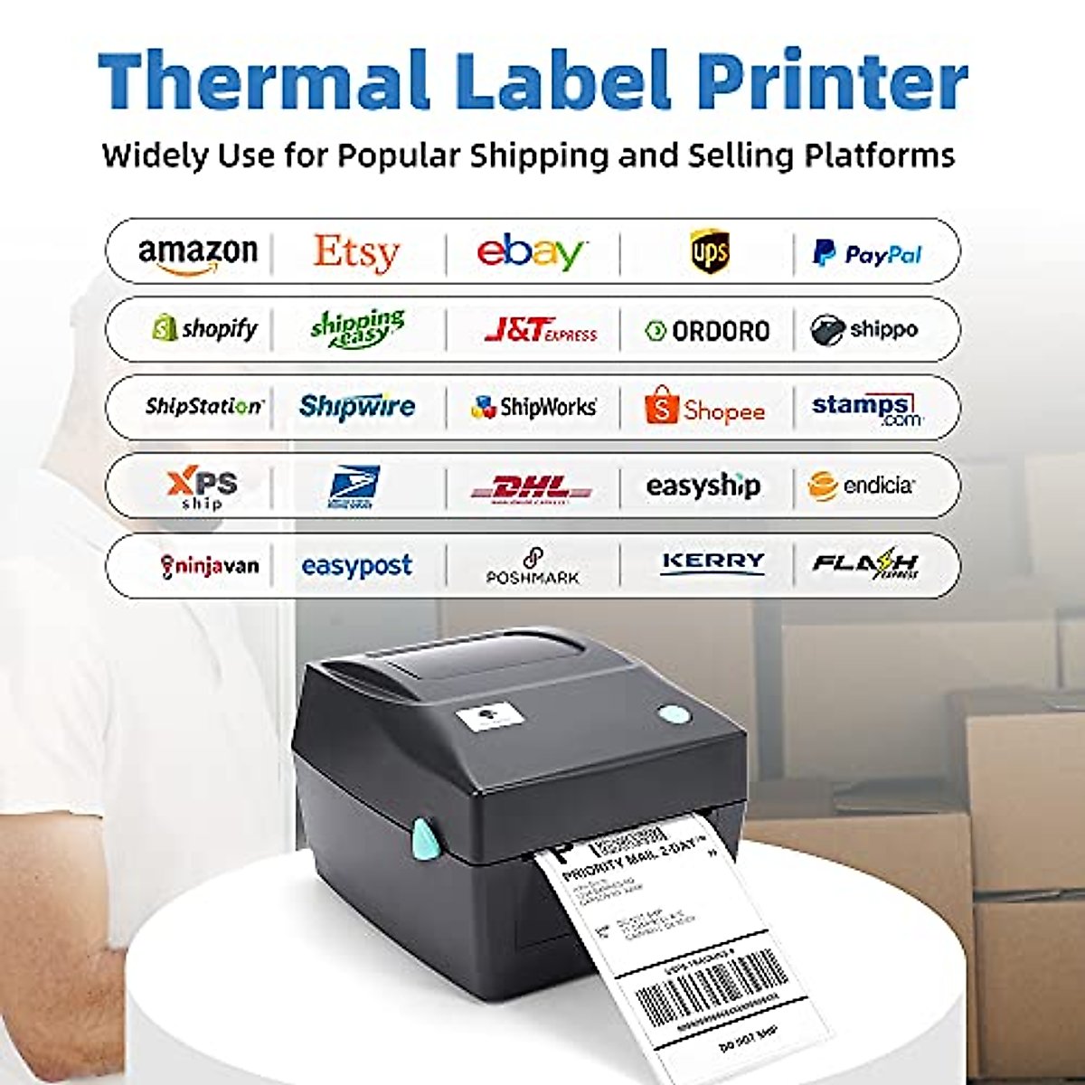 Phomemo Shipping Label Printer 4x6 High Speed Thermal Label Printer, Commercial Direct Barcode Printer, Support Windows & MAC System, Compatible with Amazon Ebay Etsy Shopify UPS USPS FedEx etc