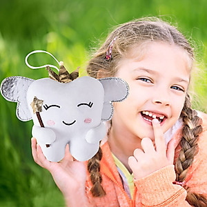 Tooth Fairy Pillow with Shiny Wings Embroidered Tooth Fairy Doll with Pocket Crystal Velvet Tooth Fairy Souvenir Boy Girl Gift (White) (Second Edition)