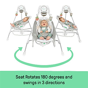 Ingenuity InLighten Soothing Swing & Rocker - Vibrating Swivel Infant Seat, Soothing Sounds, Lights - Nate