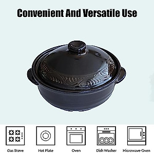ElinCube Traditional Korean Stone Bowl with Lid (Dolsot), Sizzling Hot Pot for Bibimbap and variety Soup - Premium Ceramic Cookware