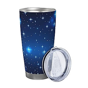 WXZYFP Car cup (single silver rim), can use a straw or drink directly, easy to use.Blue star pattern