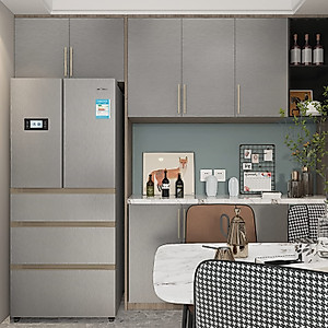 Adrmpest Wide Stainless Steel Peel Stick Wallpaper24 x197,Thick Wall Sticks Silver Look Contact Paper,Vinyl Wrap for Countertop Kitchen Appliances Refrigerator Dishwasher Wall Paper