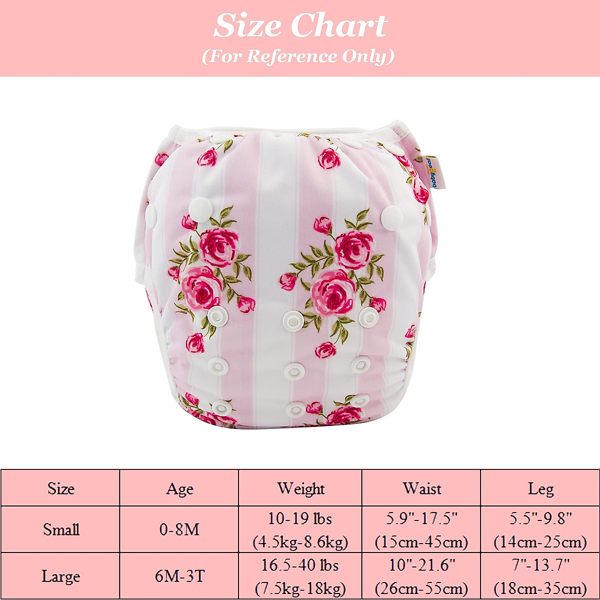 babygoal Baby Reusable Swim Diaper, Washable and Adjustable for Babies 0-2 Years, Swimming Lessons & Baby Gift 3SD05