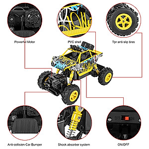 FunsLane Remote Control Car Off Road RC Stunt Cars, 4WD High Speed All Terrains Electric Toy Off Road RC Monster Vehicle Truck Crawler for Kids Boys Girls Gifts