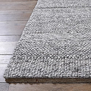 Catia Curated Home Interiors - Clara Collection - Handwoven Wool Area Rug Soft, Living Room, Bedroom. Non Slip. Modern Textured Neutral Farmhouse Contemporary Carpet. 6 x 9 Grey. Home Decor Aesthetic
