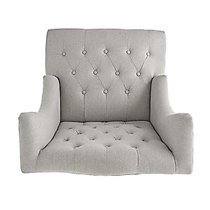 Great Deal Furniture Clarice Tall Wingback Tufted Fabric Accent Chair, Vintage Club Seat for Living Room (Silver)