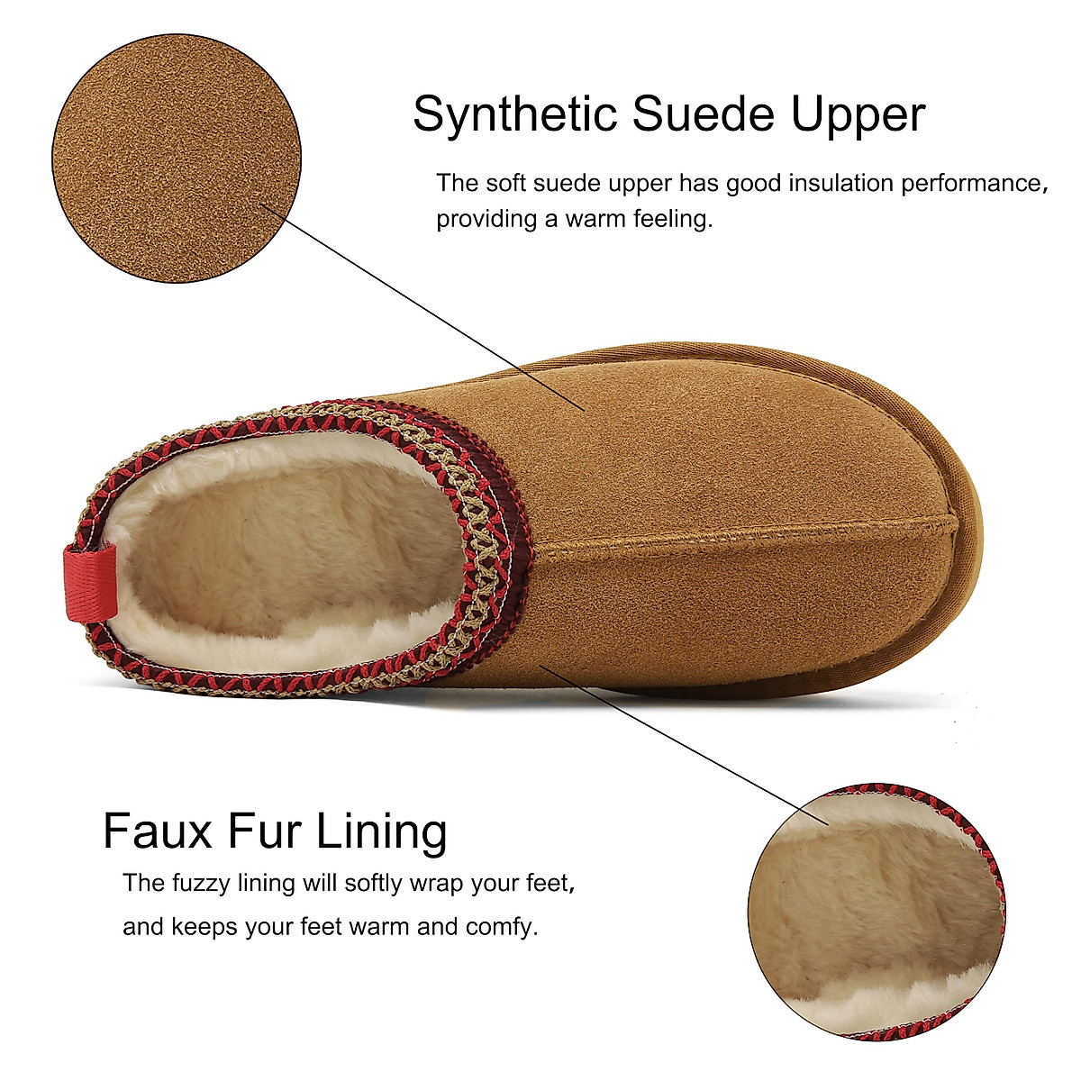 SMajong Women Winter Snow Boots Thickened Flat Boots Fur Lined Warm Durable Shoes Home Slippers Casual Shoes Brown 8.5 US (sole size 40)