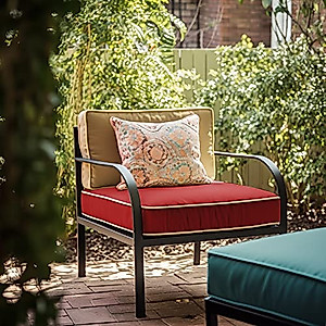 RULAER Patio Chair Cushion 20X20X4 Inch Outdoor Waterproof Seat Cushions Indoor Firm Yet Comfortable Square Dining Chair Pads Double Piping Washable Chair Pad (20x20x4（1pc）, Red)