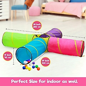 Hide N Side Kids Play Tunnels, Indoor Outdoor Crawl through Tunnel for Kids Dog Toddler Babies Children, Pop up Tunnel Gift Toy (Multi, 4 way)