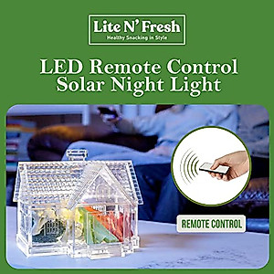 Lite N' Fresh Veggie & Fruit Container w/Lid & Solar Light - Ideal for Summer Picnics & Tailgates - Made w/Food-Grade Materials, Easy to Clean & Great Storage Space - Kitchen & Table Decorations