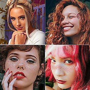 Tazimi Sweet Face Tattoos for Girls Women-8 Sheets Freckle Tattoos -6 Sheets Glitter Butterfly Temporary Tattoos for Halloween Parties Festival Makeup Rave Accessories Face Tattoos Sticker