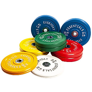 BalanceFrom Color Coded Olympic Bumper Plate Weight Plate with Steel Hub, 35LB Pair