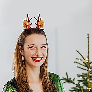 Christmas Antlers Hair Clips - 4 Pairs Hairpins with Reindeer Headband Horn and Ear - Deer Christmas Party Hair Accessories Supplies for Adult and Kids, Kuromi Red