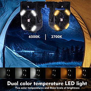 Camping Fan with LED Lantern, Portable Fan Rechargeable Battery Powered Fan for Outdoor Camping Fans, 270°Head Rotation Beach Fan, Quiet Table Fan Battery Operated USB Fan for Tent Picnic Black X26