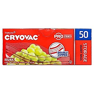 Diversey-100946911 CRYOVAC Resealable Double Zipper Quart Storage Bags (50 Bags)