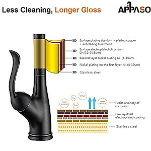 APPASO Pull Down Kitchen Faucet with Sprayer Oil Rubbed Bronze, Single Handle One Hole High Arc Pull Out Spray Head Kitchen Sink Faucet with Deck Plate