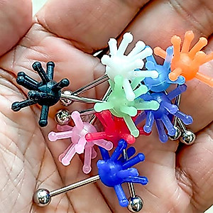 Luxe Modz 9 Pcs 14g Straight Barbell Tongue Rings Nipple Ear Rings Barbells Stud 16mm Surgical Steel Soft Silicone French Tickler Body Piercing Jewelry