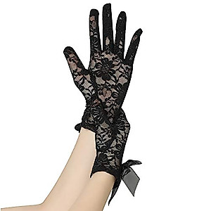 BABEYOND Floral Lace Gloves 1920s Flapper for Wedding Opera Party Lace Gloves Stretchy Adult Size